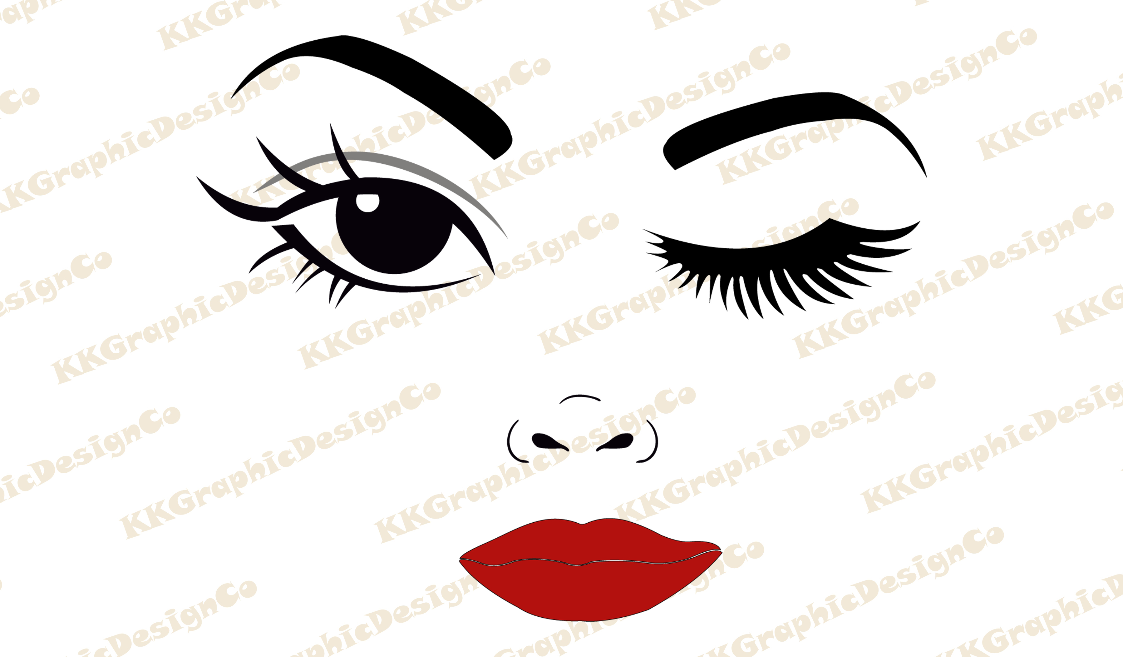 Woman face svg Winking svg Eyelashes svg Eyes svg Eyebrows s - Inspire ...