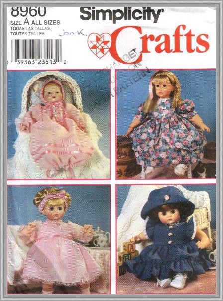 Digital - Vintage Simplicity 8960 Dolls 12" - 22" Sewing Pat - Inspire ...