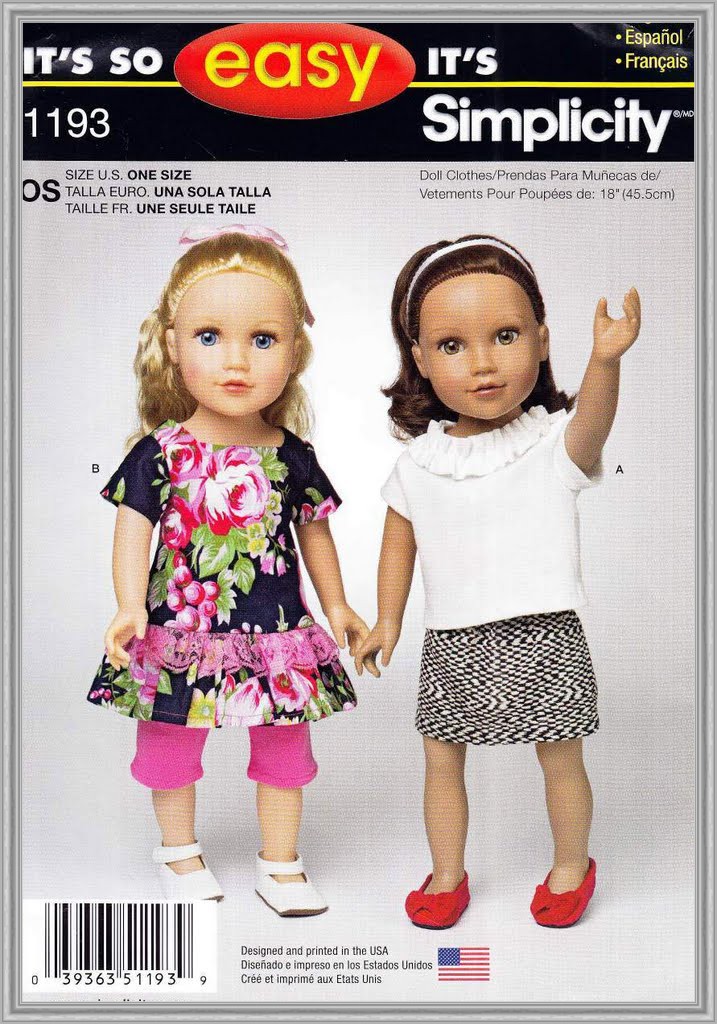 Digital - Vintage Simplicity 1193 Dolls 18" Sewing Pattern - | Inspire ...
