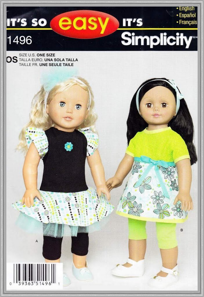Digital - Vintage Simplicity 1496 Dolls 18" Sewing Pattern - - Inspire ...