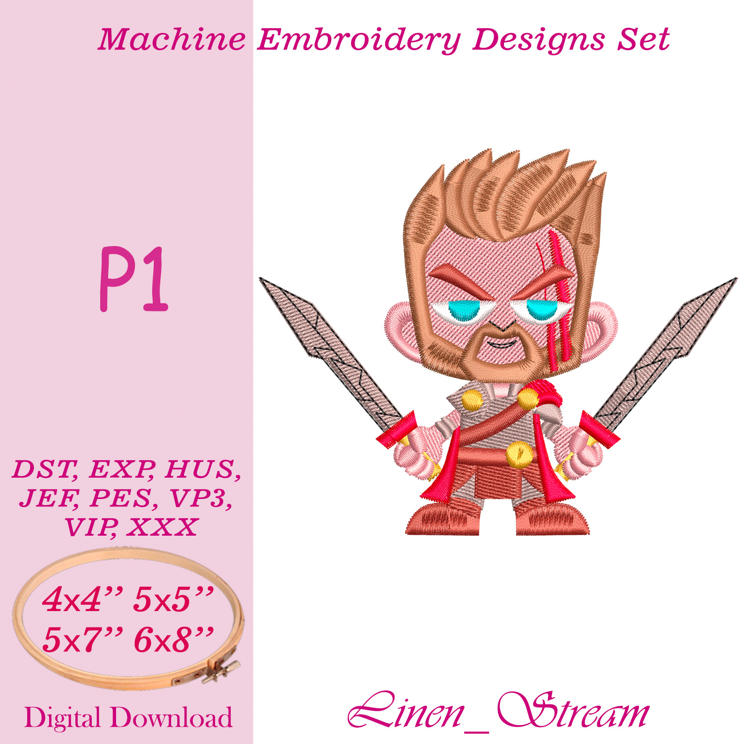 P1 embroidery design in 4 sizes in 8 formats - Inspire Uplift
