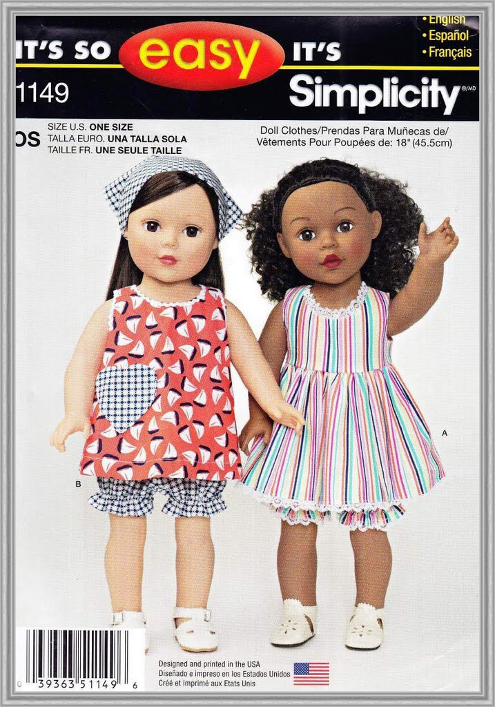 Digital - Vintage Simplicity 1149 Dolls 18" Sewing Pattern - | Inspire ...
