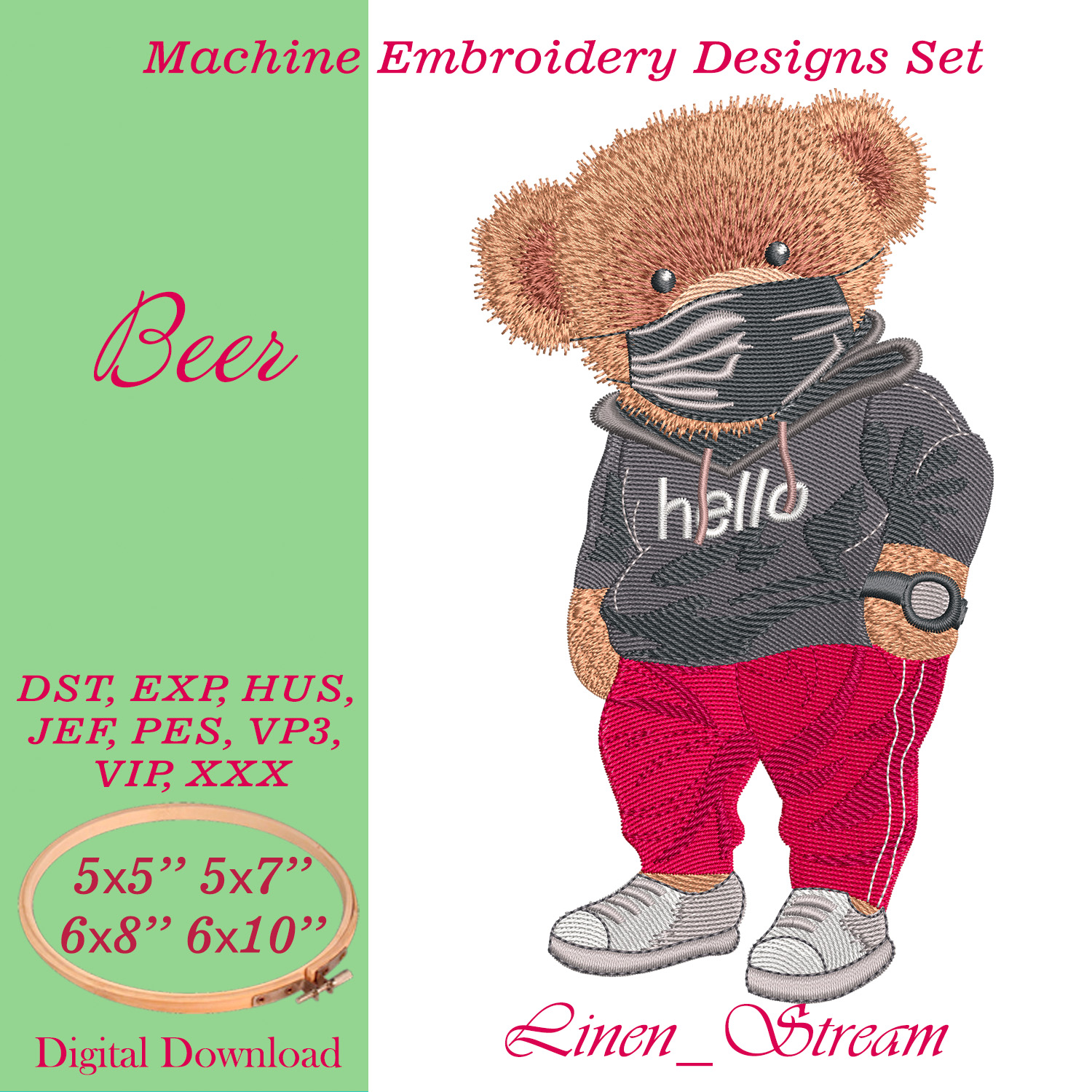 Beer embroidery 2 designs in 5 sizes in 8 formats | Inspire Uplift