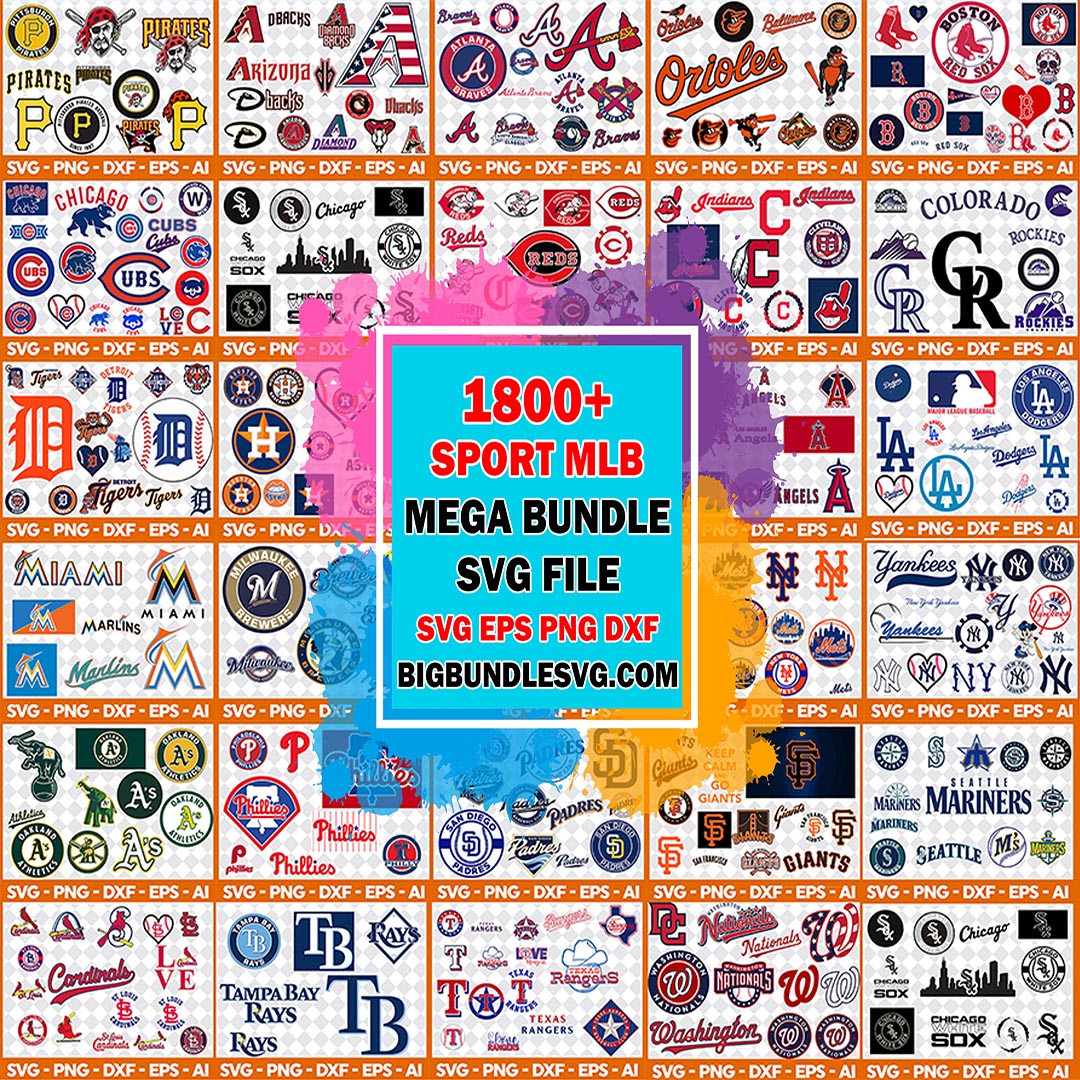 MLB SVG Bundle 1800 MLB SVG, EPS, PNG, DXF for Cricut, Silho | Inspire ...