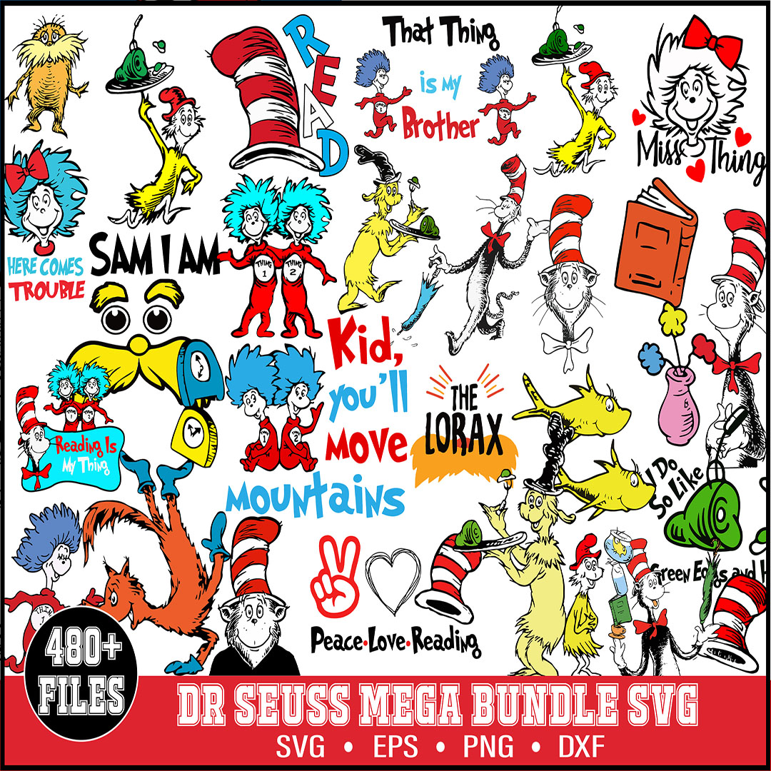 480 Dr Seuss Png, Dr seuss Svg,Mega Dr Seuss bundle Layered | Inspire ...