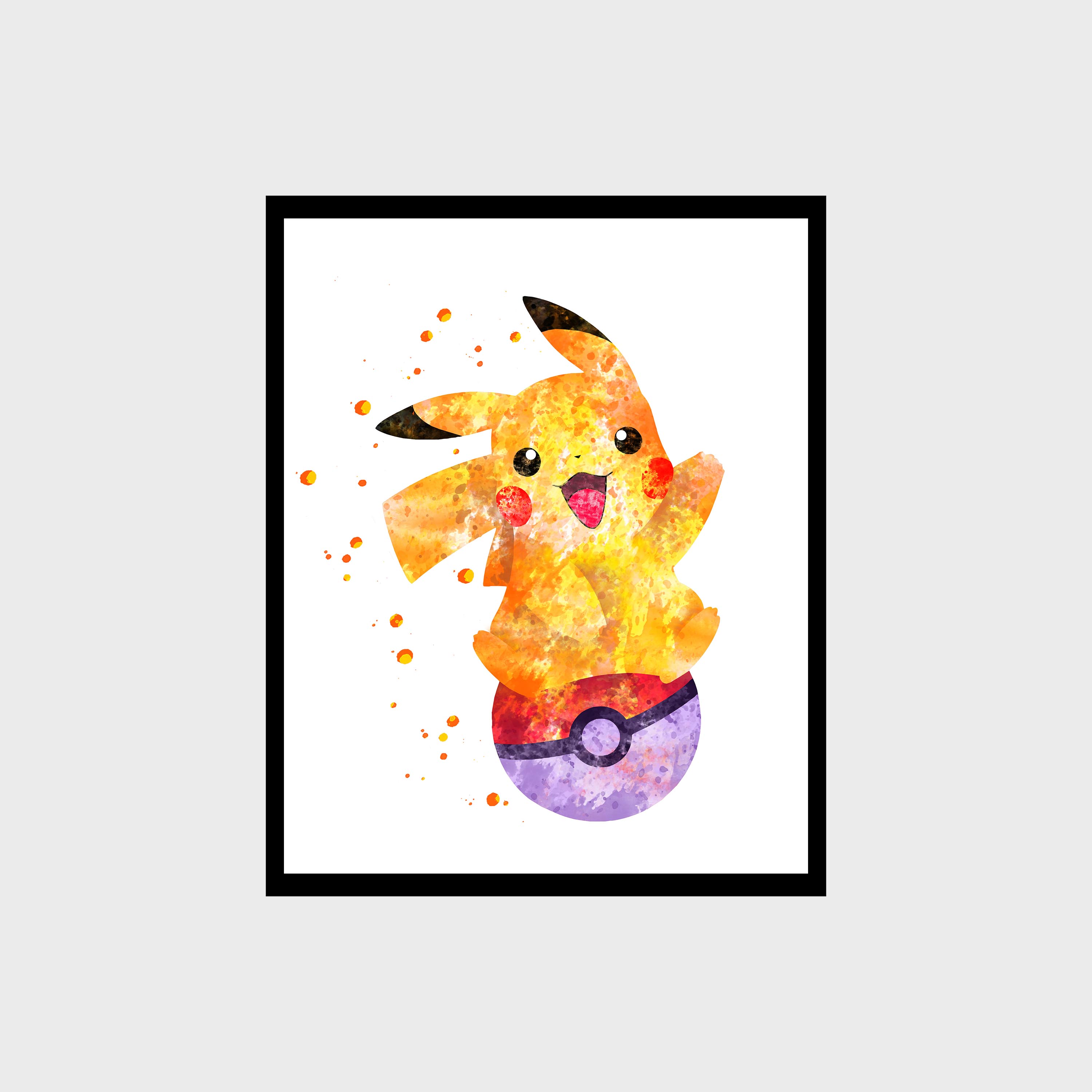 Pikachu Art Print Digital Files decor nursery room watercolo | Inspire ...