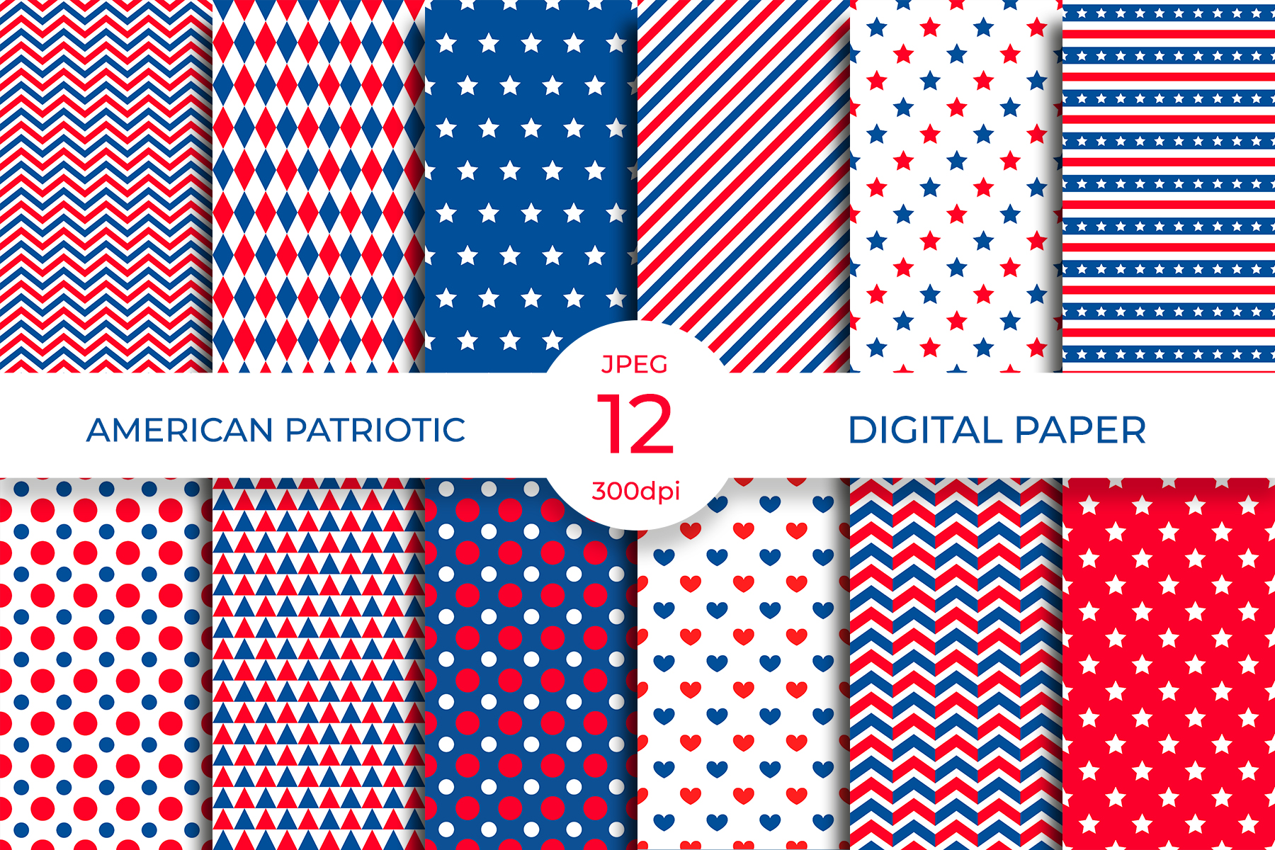 American Patriotic Digital Paper. Independence Day Seamless | Inspire ...