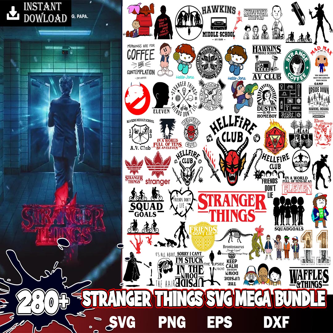280 Stranger Things svg dxf eps png, Mega bundle Stranger Th | Inspire ...