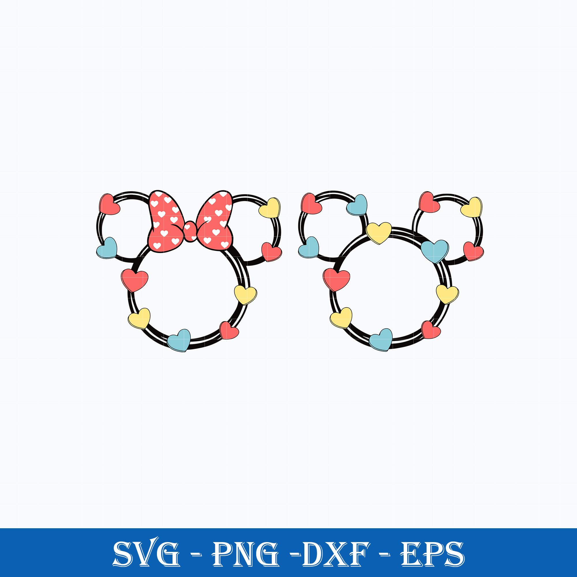 Valentine Disney Ears SVG, Mickey And Minnie Ears With Heart | Inspire ...