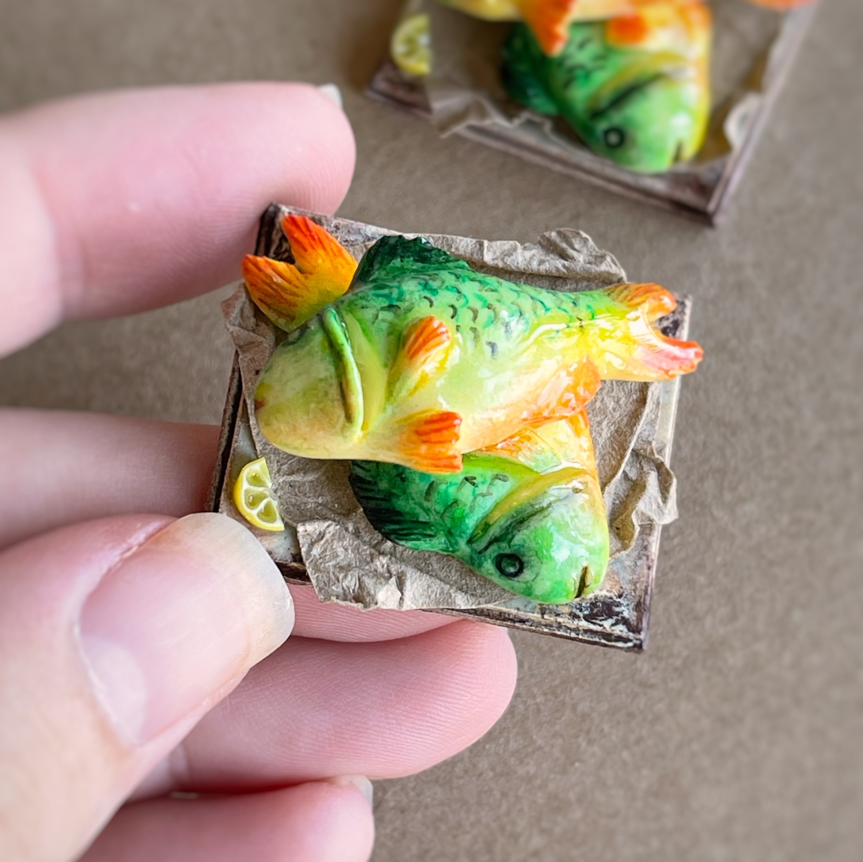 Miniature doll set with fish for playing in a dollhouse, sca - Inspire ...