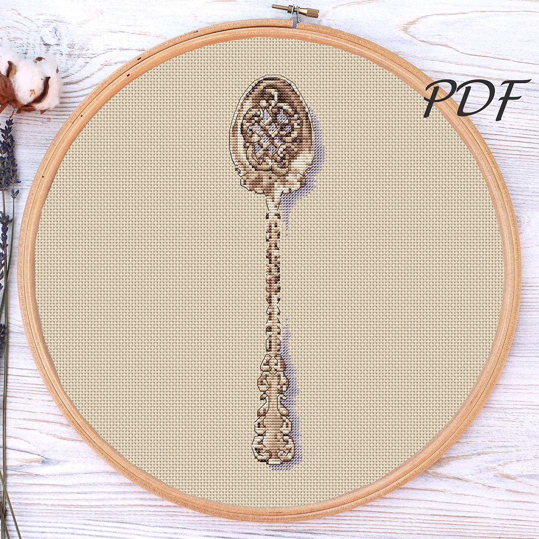 Counted cross stitch pattern vintage spoon cross stitch patt - Inspire ...