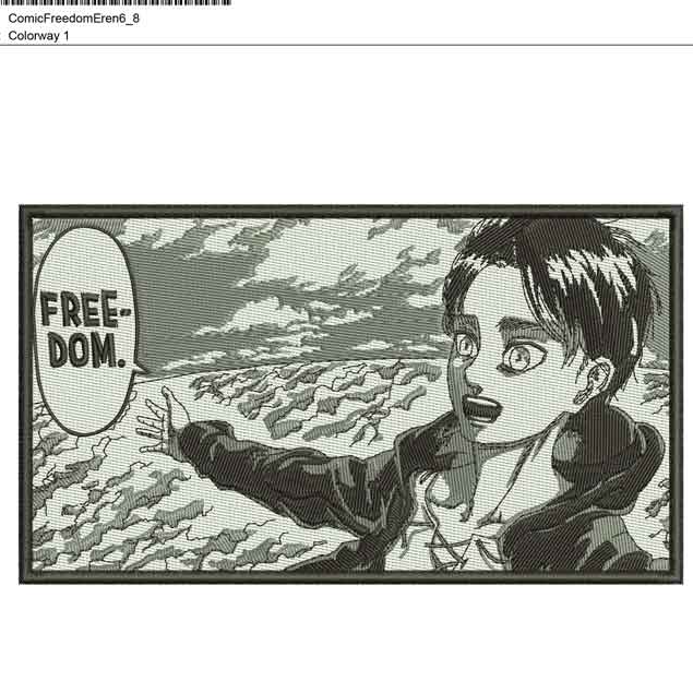 Freedom Eren Embroidery Desgin Full Size | Inspire Uplift
