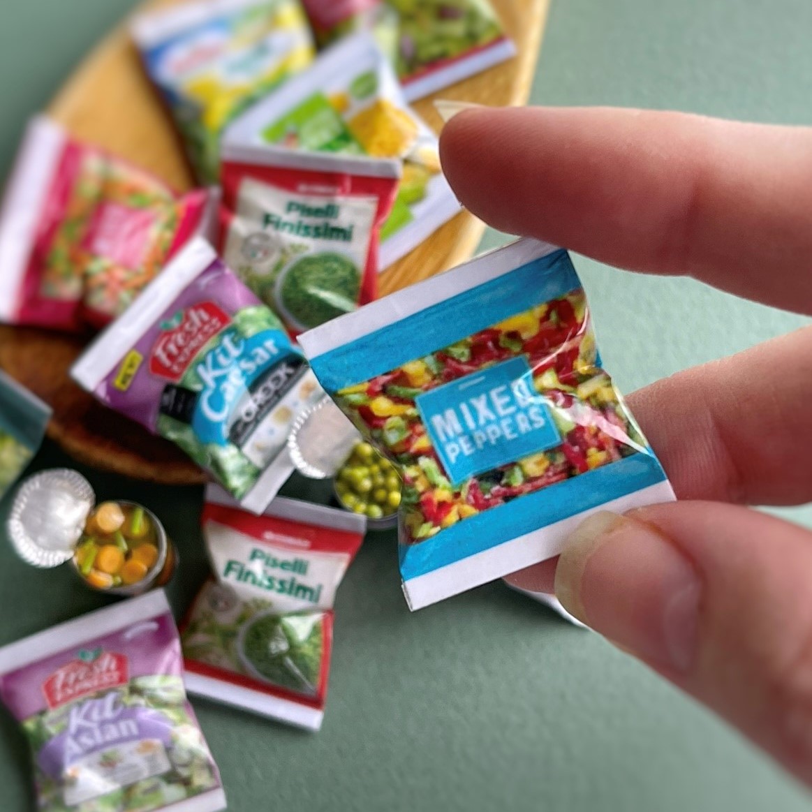 Doll miniature set (15 items) vegetables in bags and canned | Inspire ...