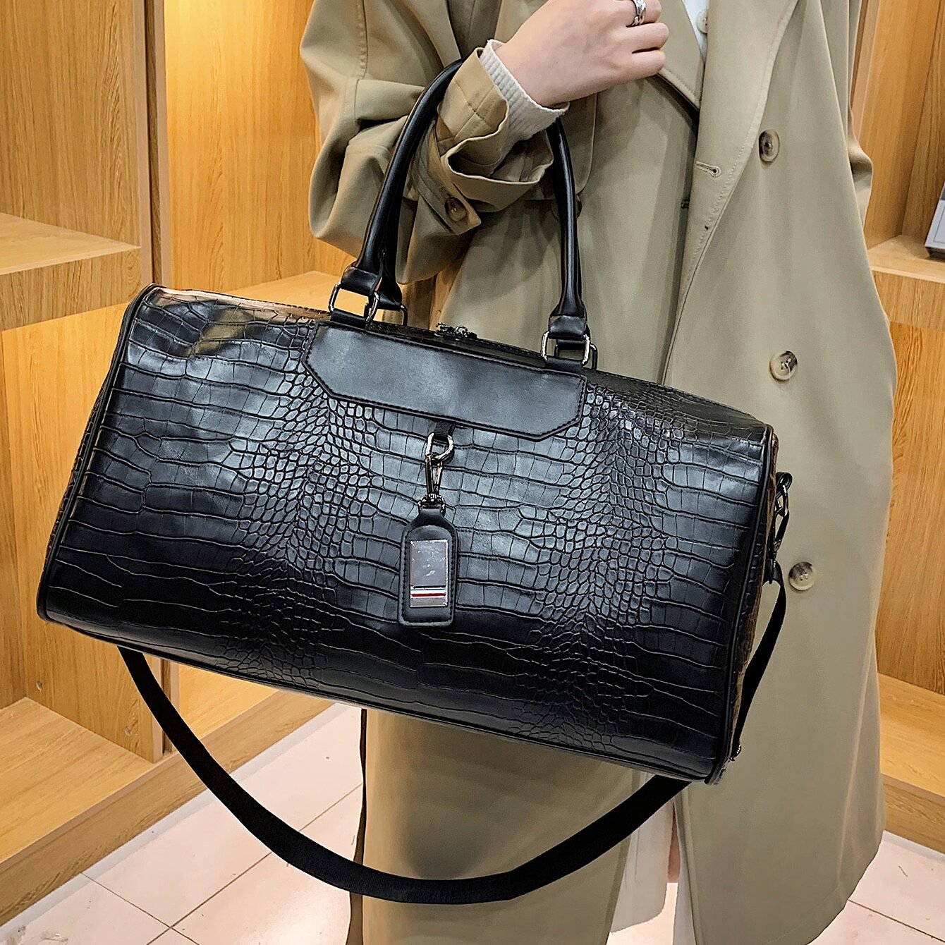 Womens Crocodile Embossed Large Capacity Tote Bag | Inspire Uplift