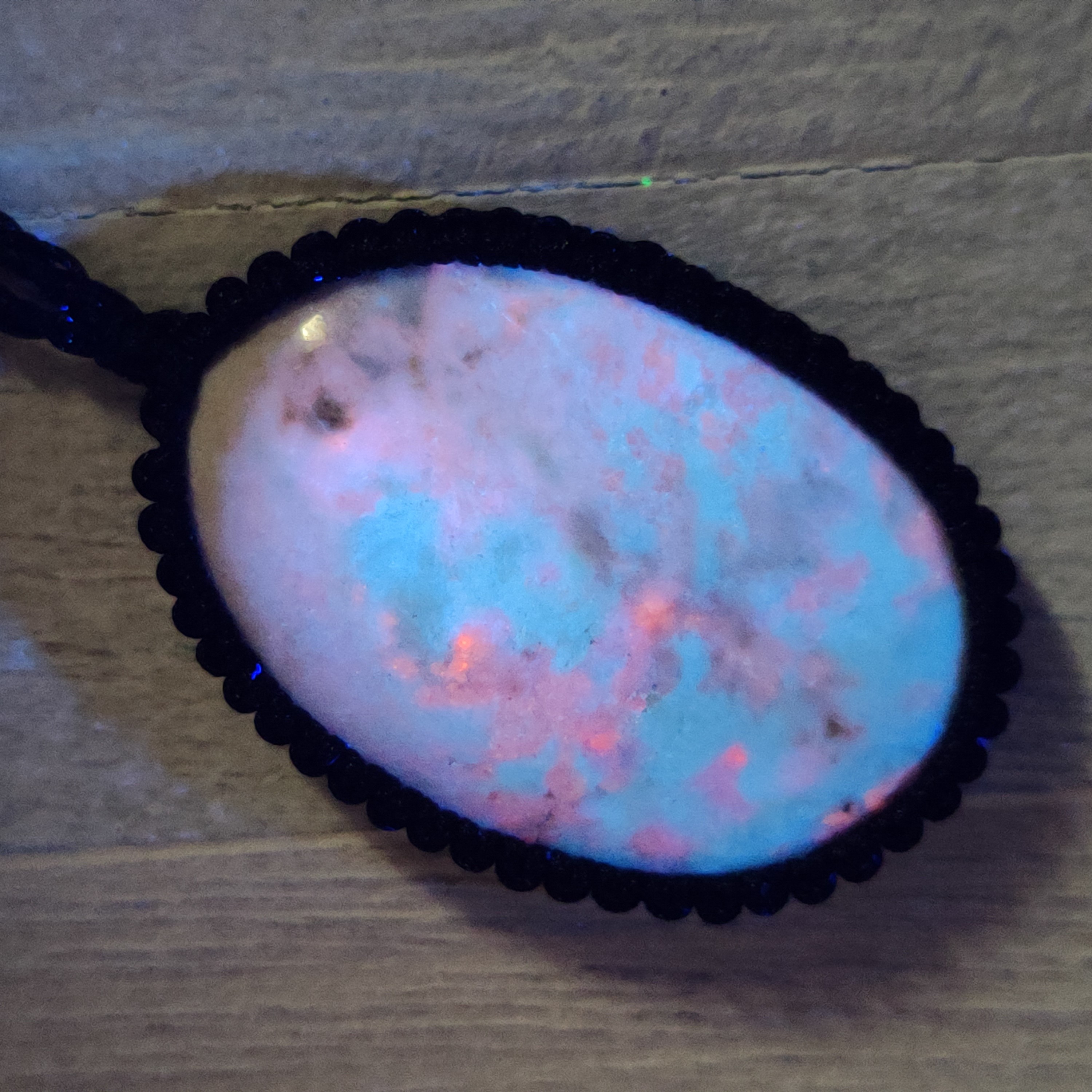 Fluorescent HACKMANITE pendant, Rare pink sodalite necklace - Inspire ...