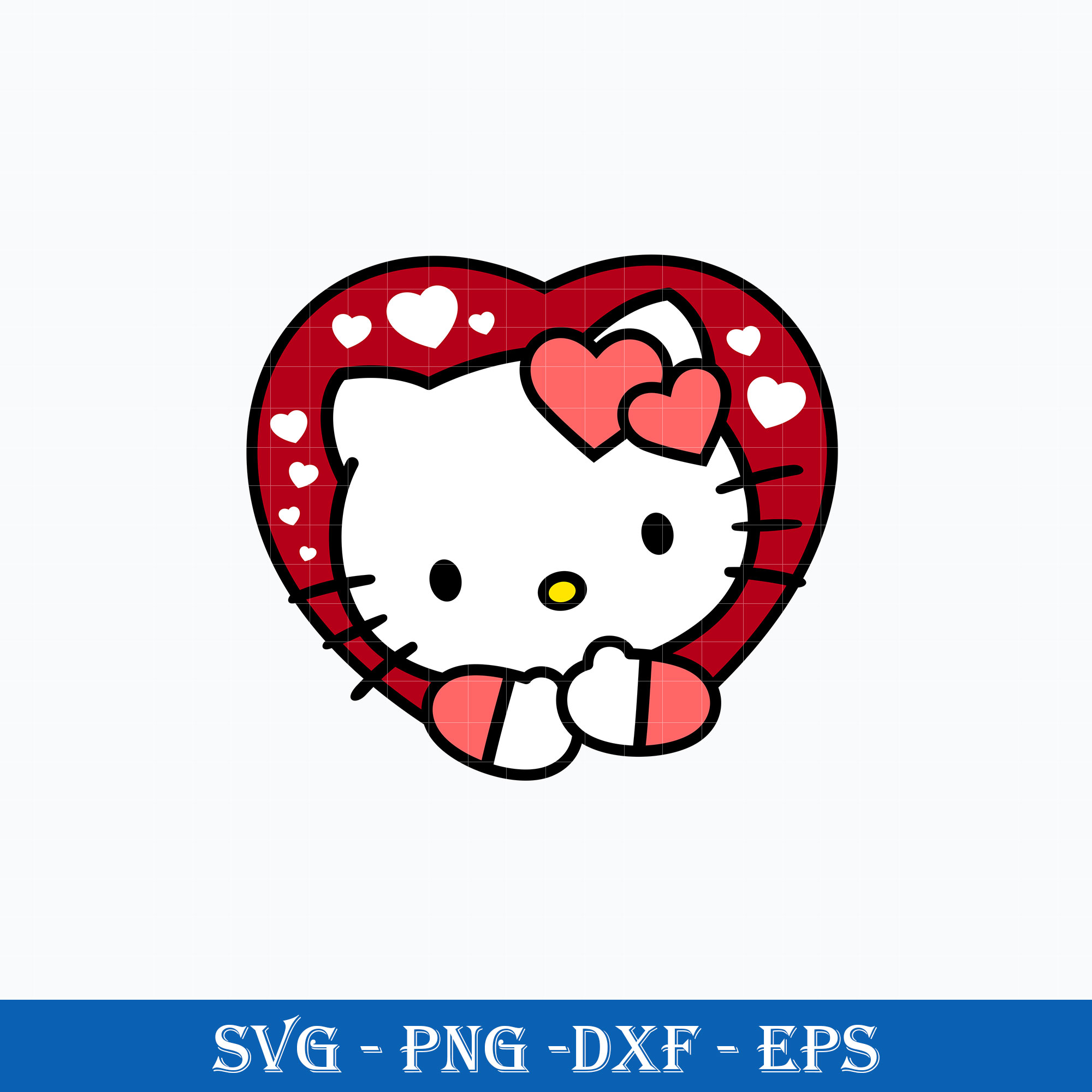 Kitty Vanlentine Day SVG, Hello Kitty Heart SVG, Valentine D | Inspire ...