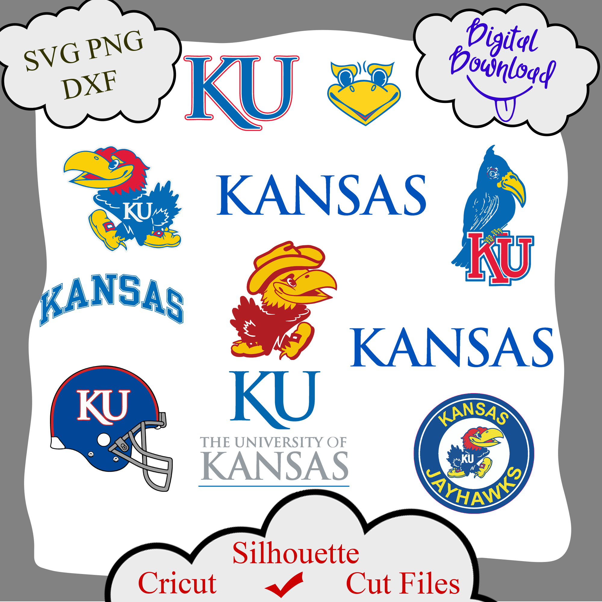 Kansas Jayhawks logo bundle digital file, Kansas Jayhawks Lo | Inspire ...