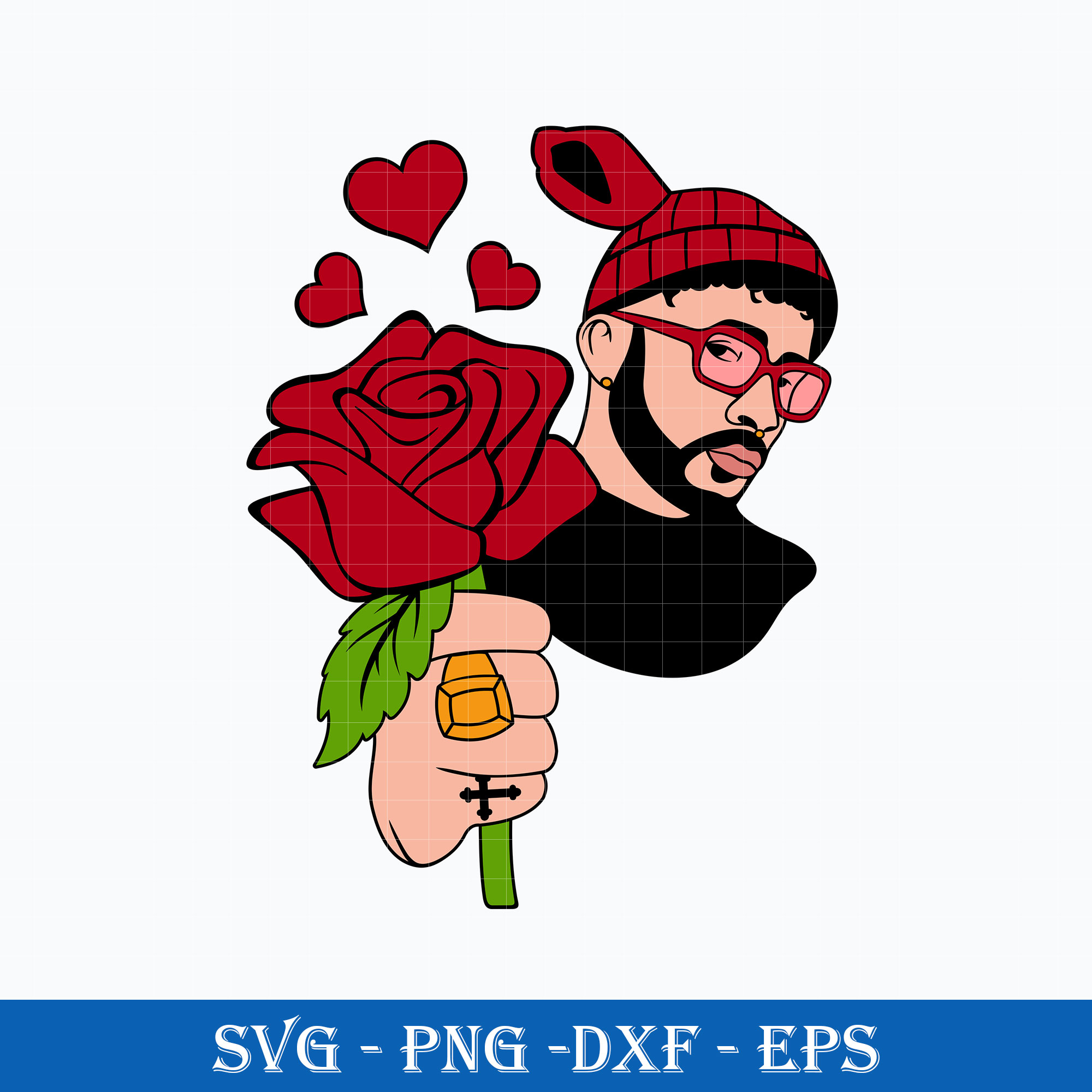 Bad Bunny Valentine Rose SVG, Bad Bunny SVG, Valentine's Day | Inspire ...