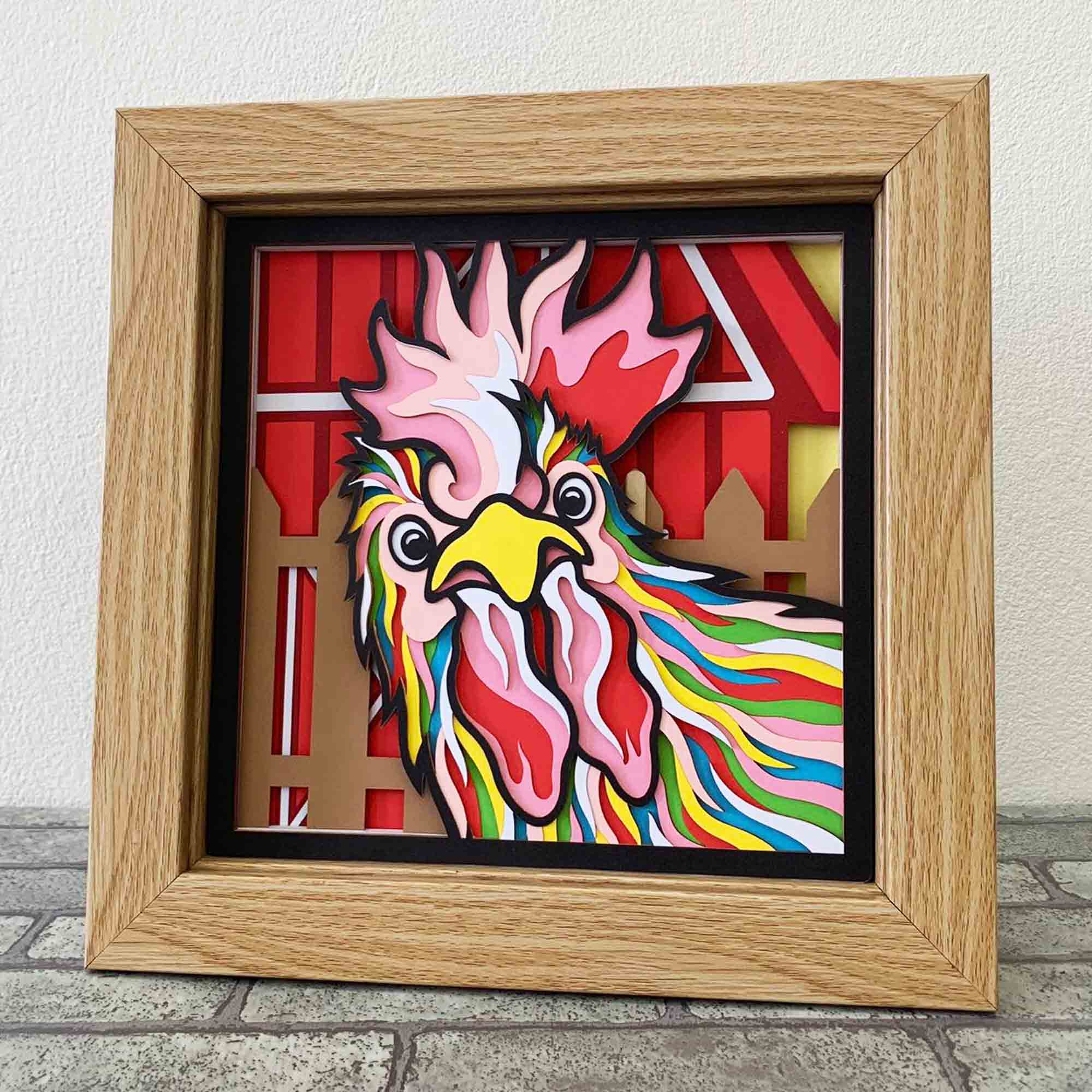 Farmhouse Chicken 3D Layered SVG For Cardstock/ Colorful Roo | Inspire ...