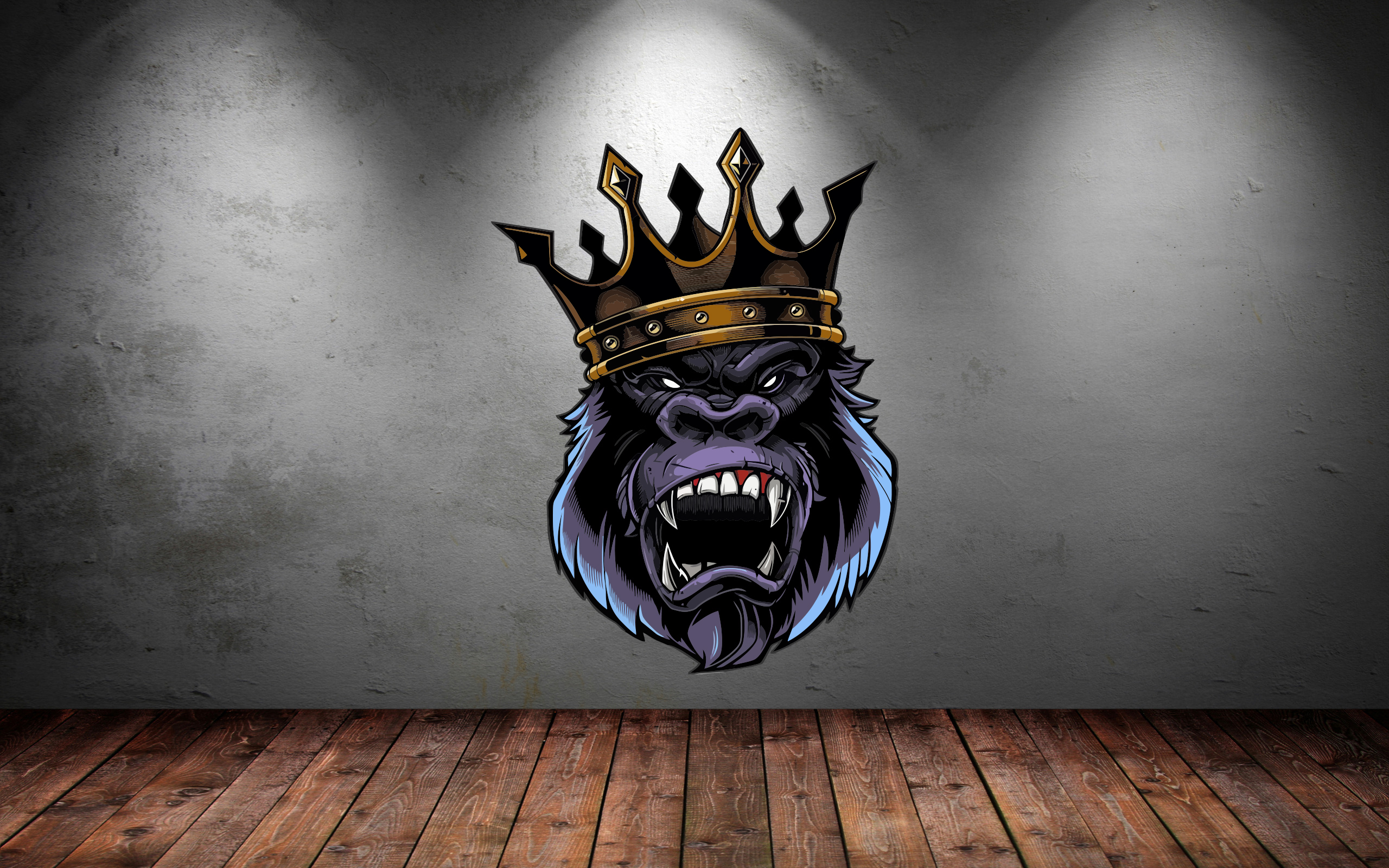 Ferocious Gorilla Head With Crown, Gorilla Sticker, Wall Sti - Inspire ...