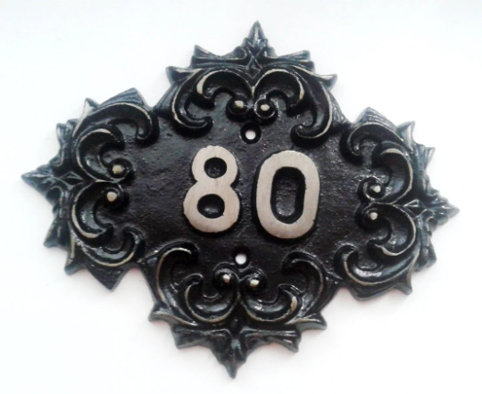 Cast iron address number plaque 80 massive hardware door sig | Inspire ...