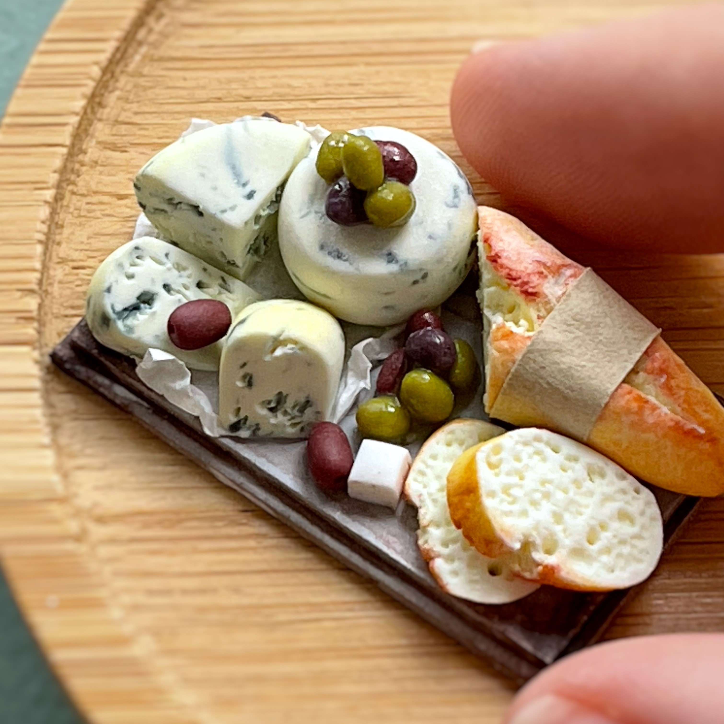 Miniature doll set in Italian style, cheese, bread, olives f | Inspire ...