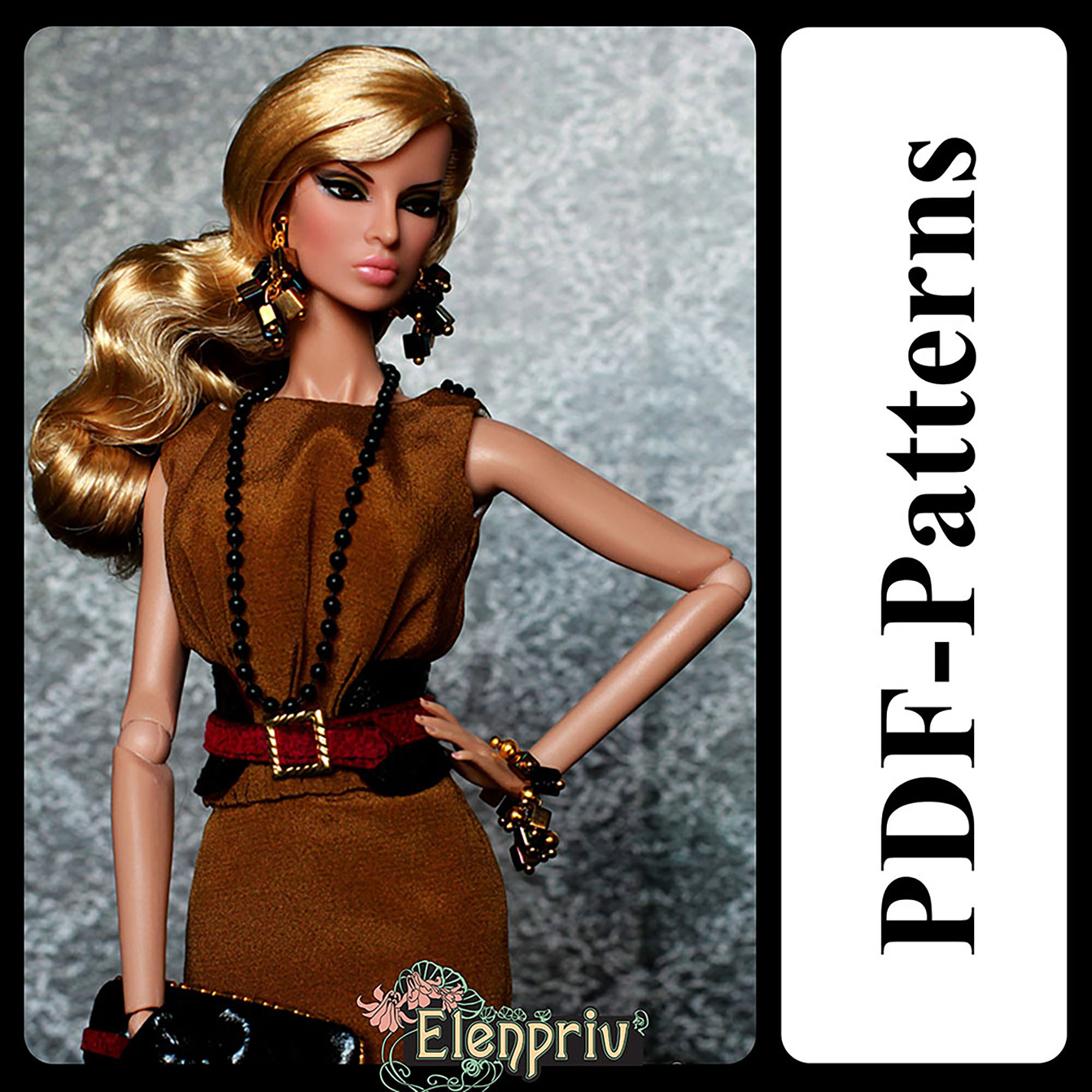 PDF Pattern Silk draped dress for Fashion Royalty FR2 doll | Inspire Uplift