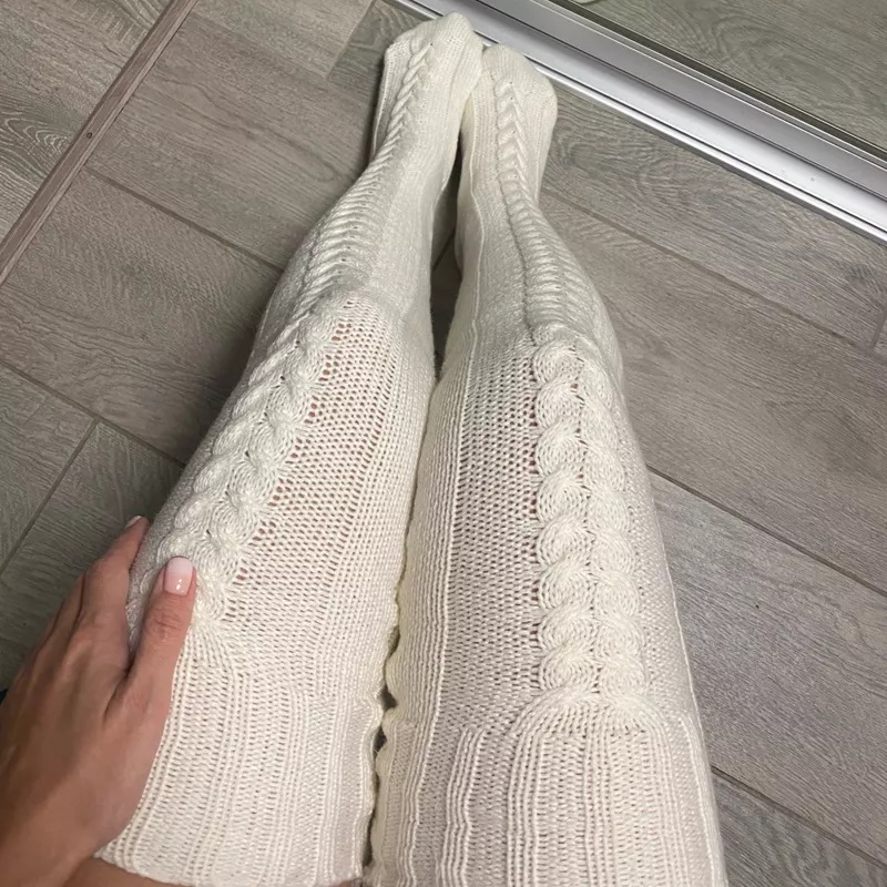 Buy White Over Knee Socks Extra Long Warm Thigh High Knited - Inspire ...