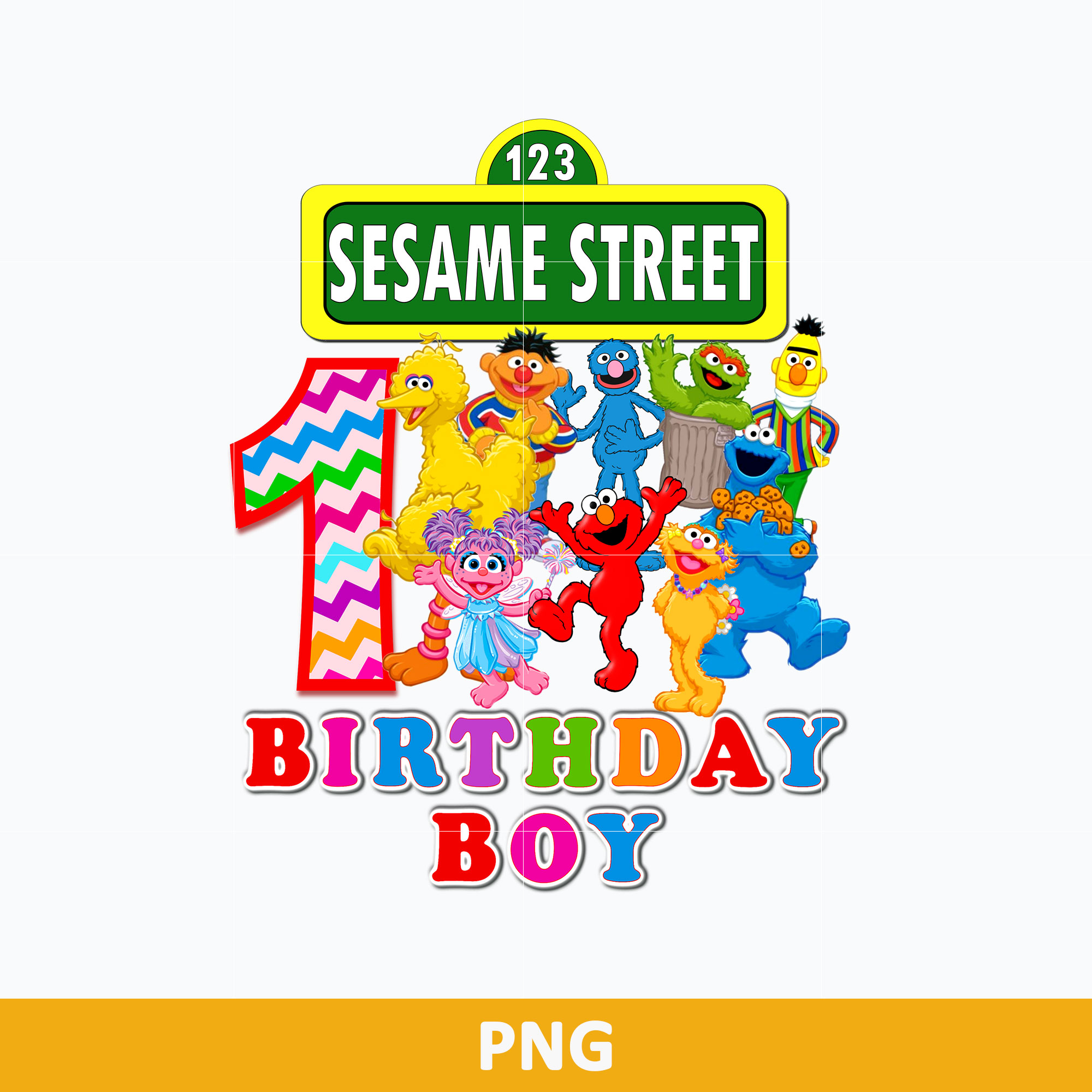 Sesame Street 1st Birthday Boy PNG, Sesame Monsters Birthday | Inspire ...
