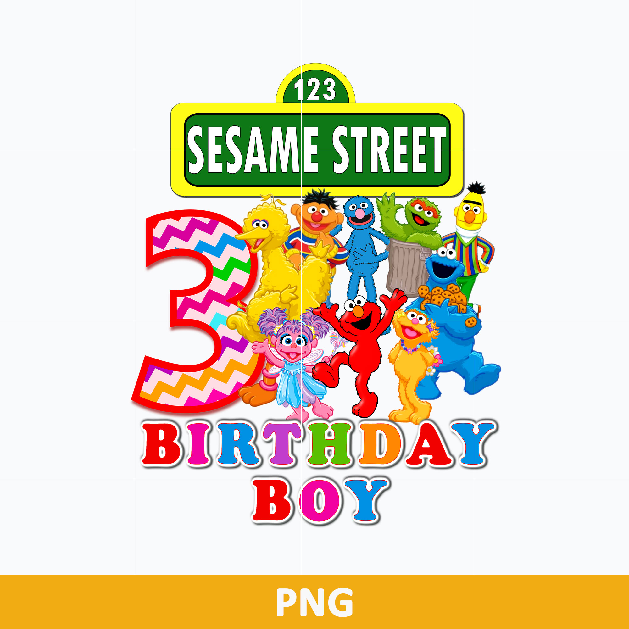 Sesame Street 3th Birthday Boy PNG, Sesame Monsters Birthday | Inspire ...