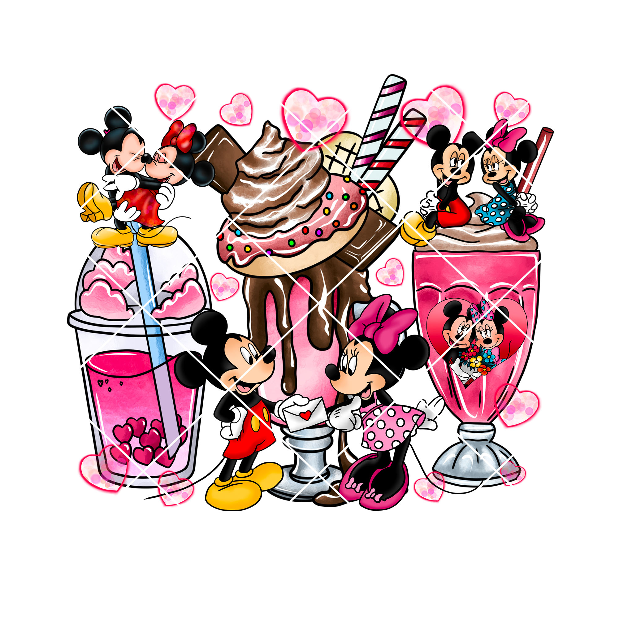Mickey And Minnie Latte Drink Png, Happy Valentines Day Png, - Inspire ...