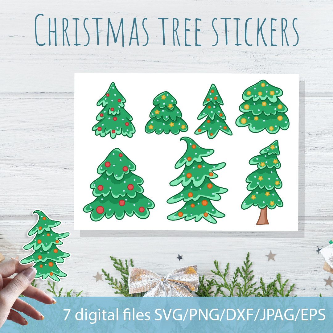 Christmas tree stickers set SVG/PNG | Inspire Uplift