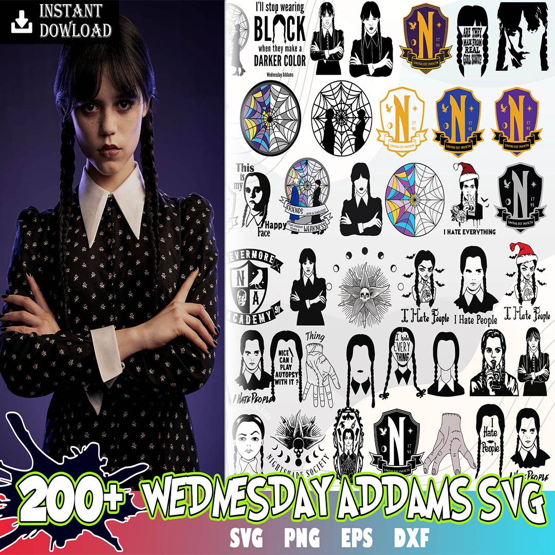 200 Wednesday SVG, Wednesday Adam, Addams Family, Jenna Orte | Inspire ...