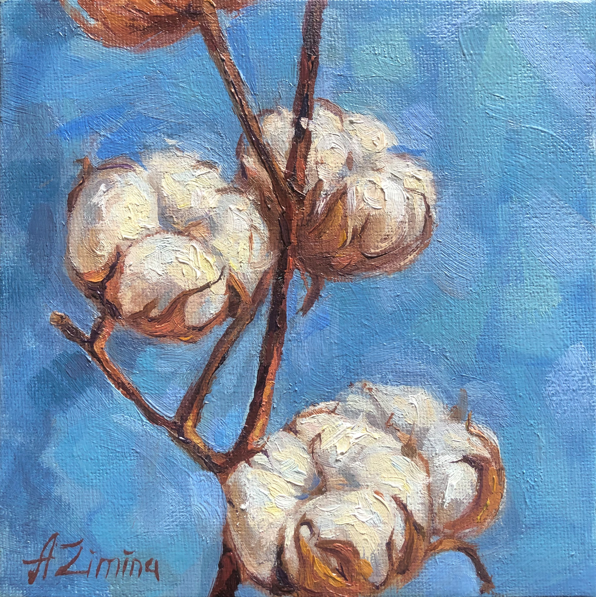 Cotton painting, small oil painting still life, original oil - Inspire ...