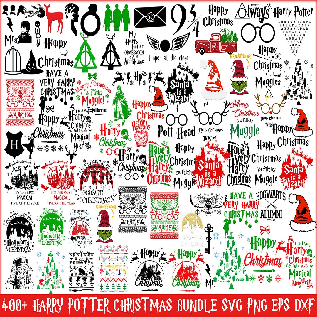 Harry Potter Christmas bundle , Harry Potter Christmas SVG, | Inspire ...