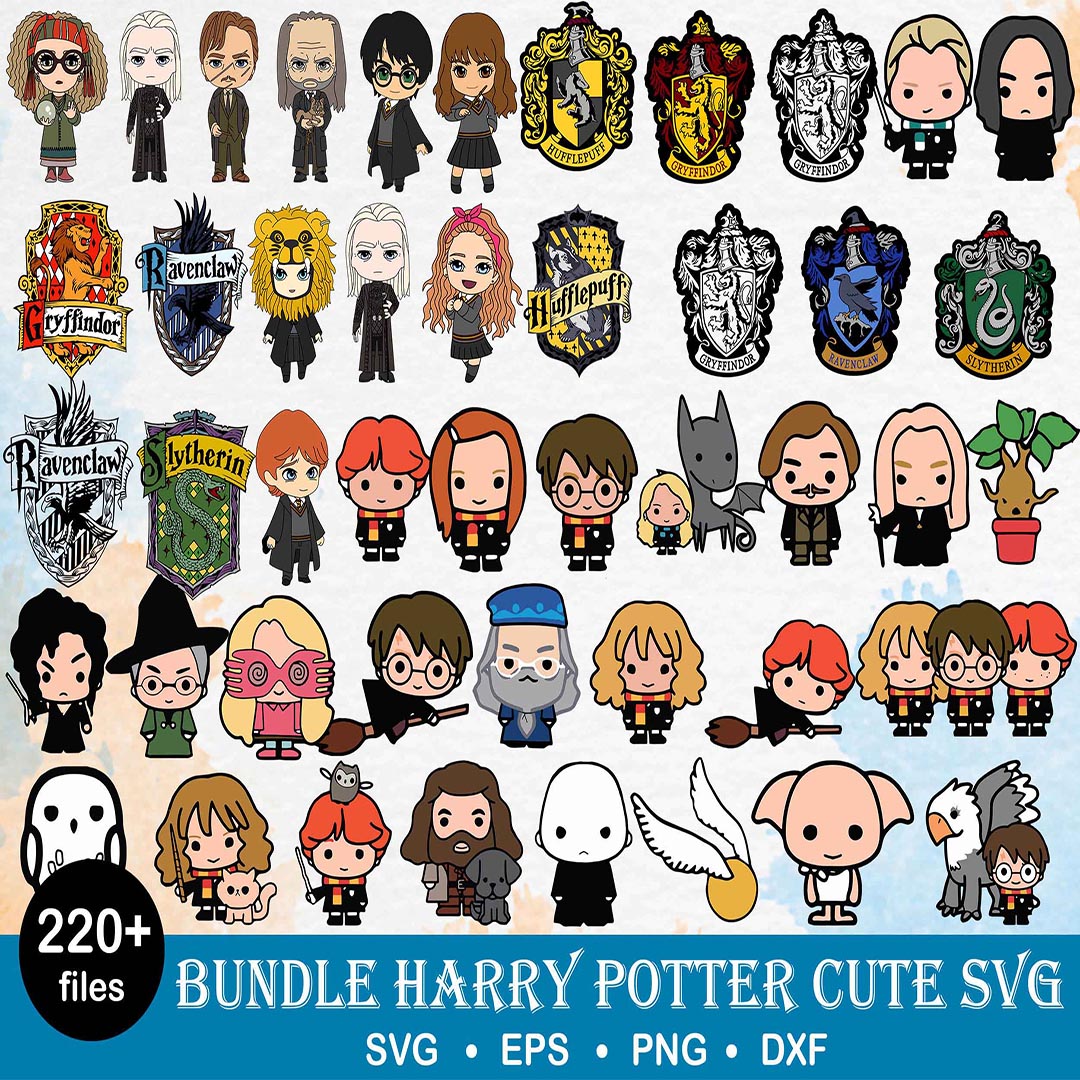 Harry Potter cute bundle svg, png, dxf, eps, cute wizard svg | Inspire ...
