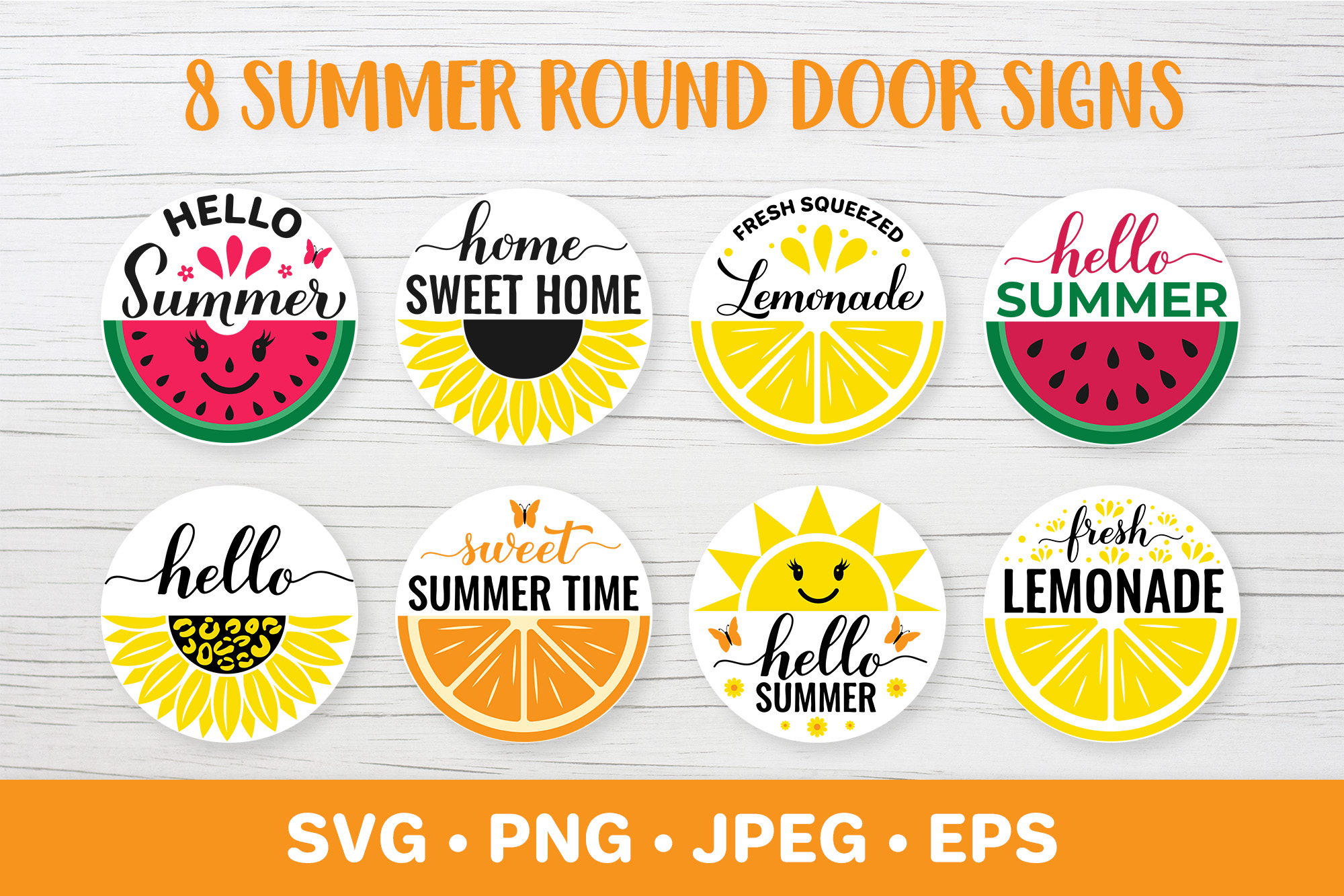 Summer round sign SVG bundle. Farmhouse welcome sign | Inspire Uplift