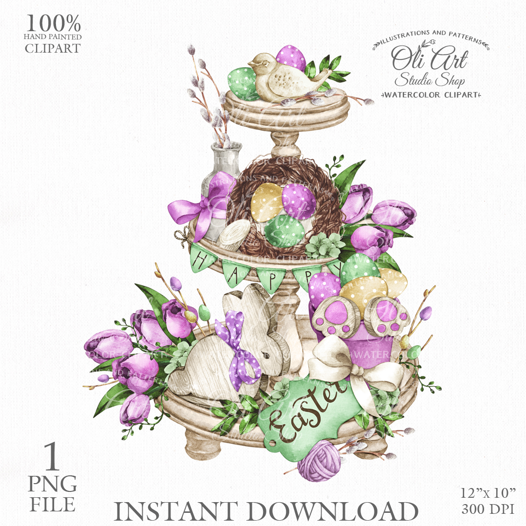 Easter Tiered Tray Design. Png File, Hand Drawn graphics. Di | Inspire ...