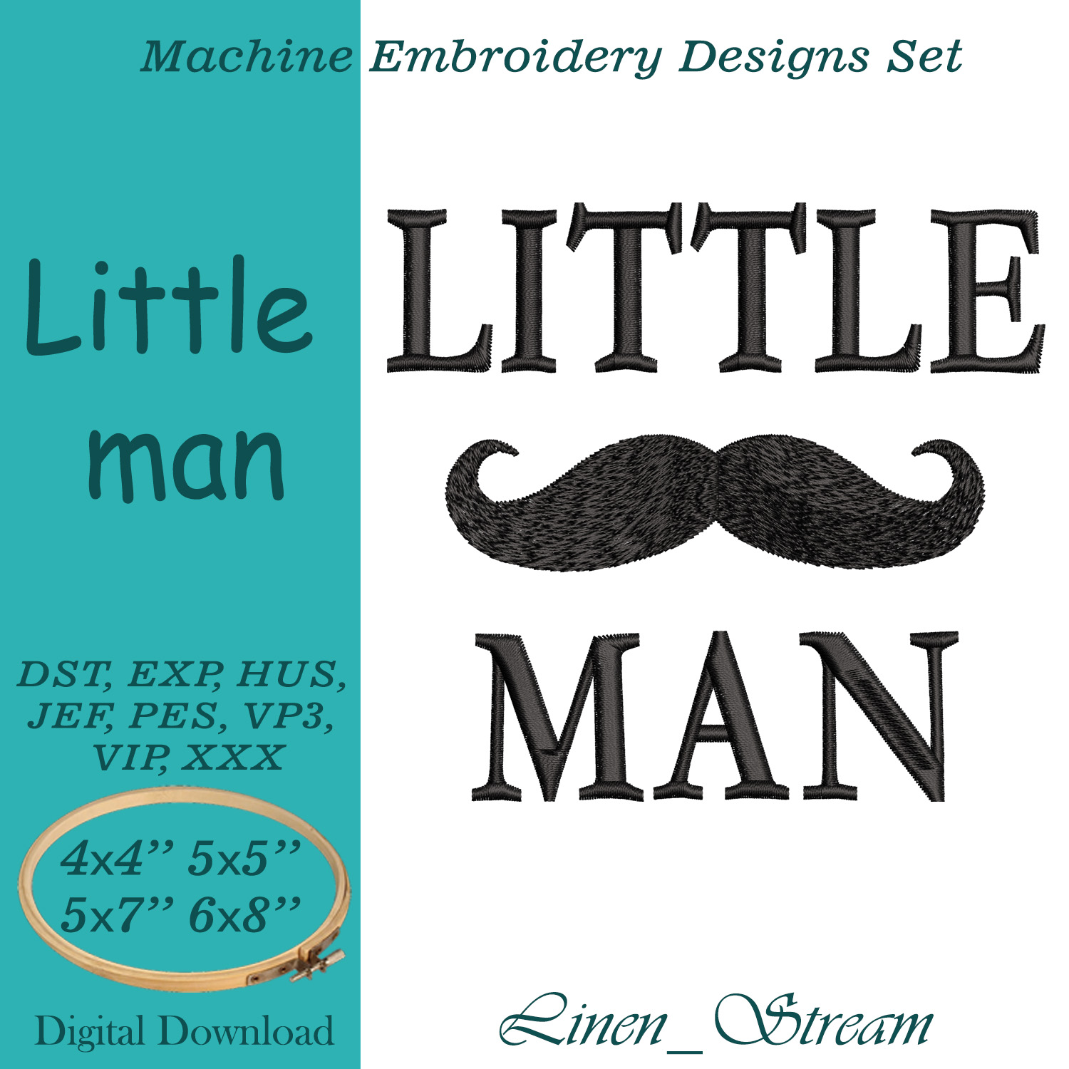 Little man Machine embrdesign in 8 formats and 4 sizes | Inspire Uplift