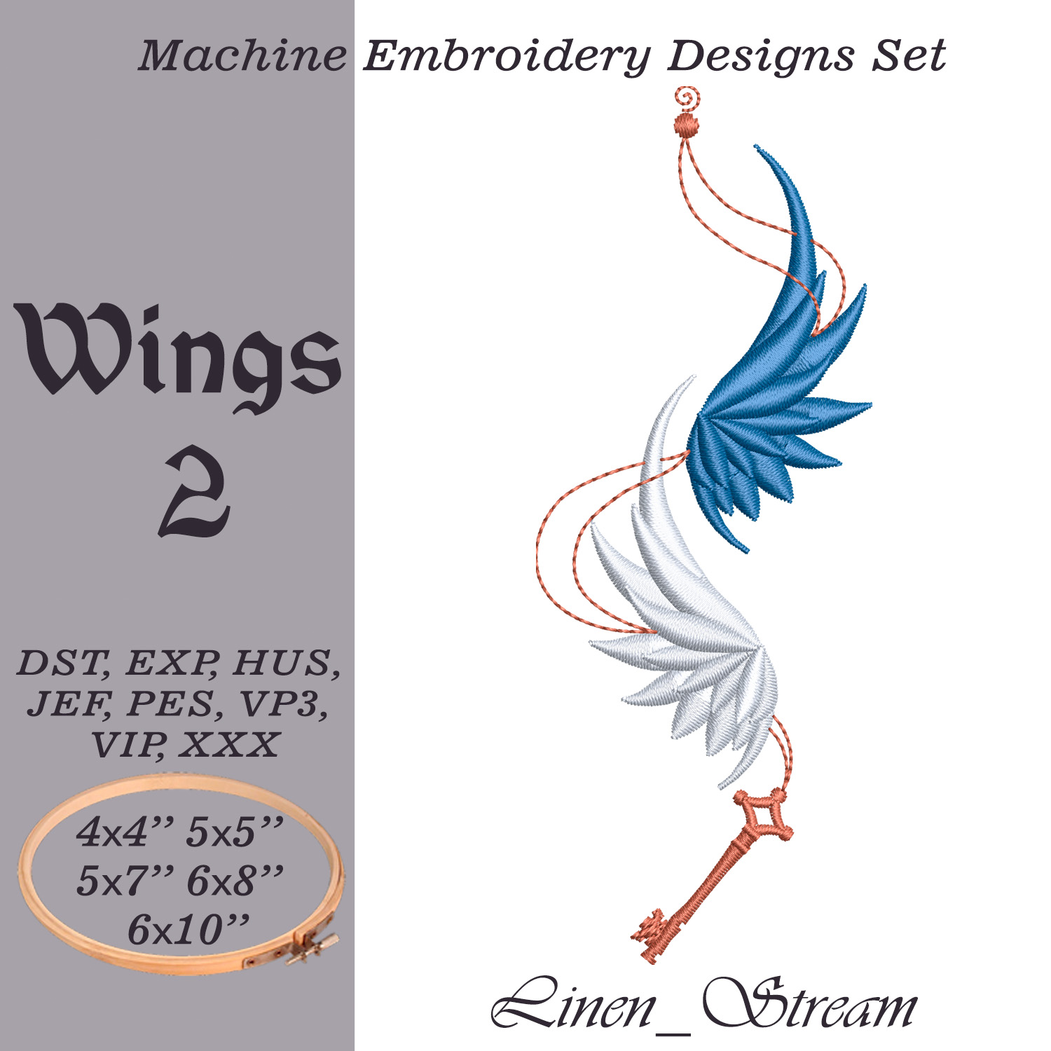 Wings 2 Machinembdesign in 8 formats and 5 sizes | Inspire Uplift