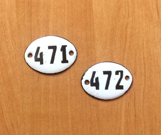 Soviet enamel metal vintage door number signs 471 472 - Inspire Uplift