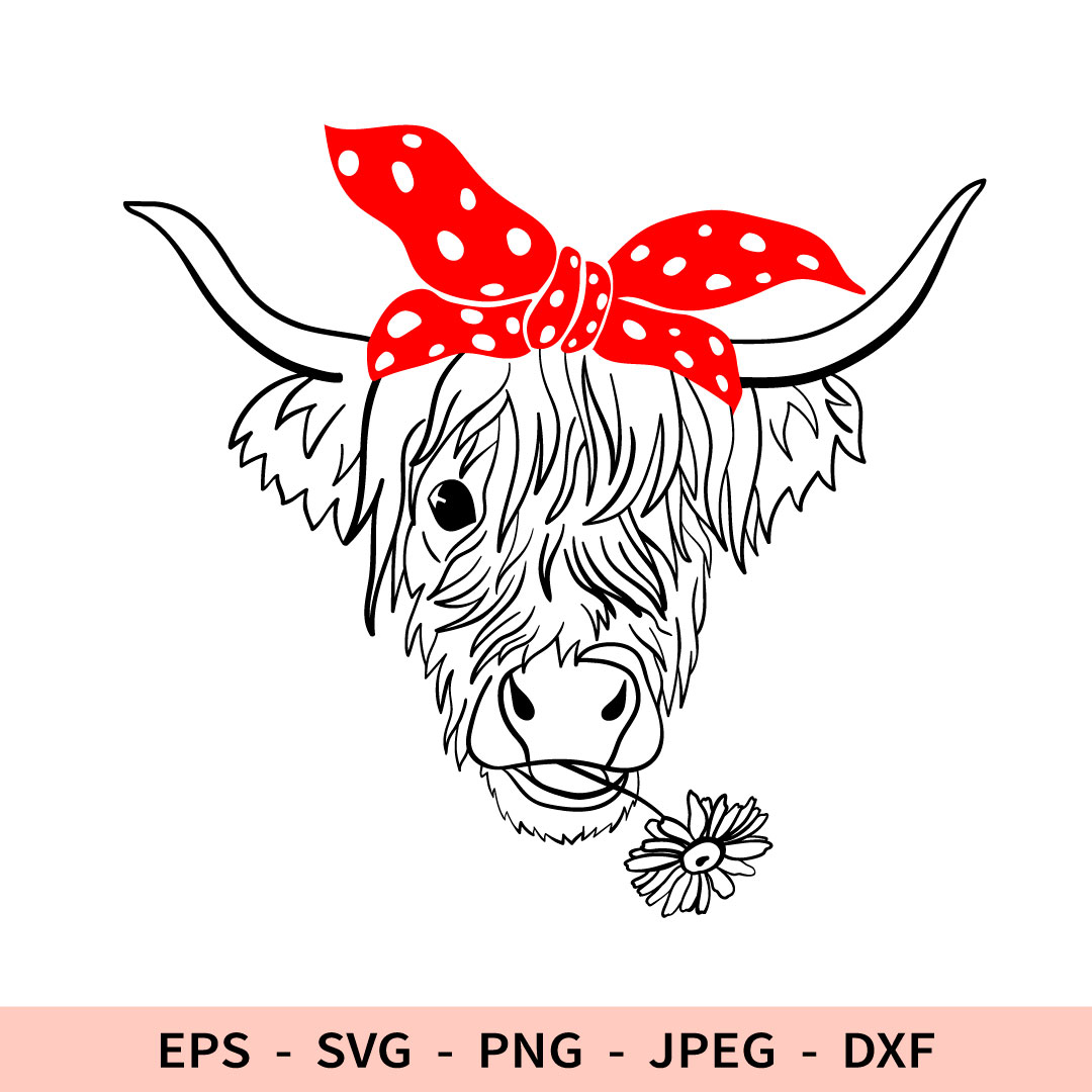 Cow Svg Cut File Cow Face Clipart Cow with Bandana Svg File - Inspire ...