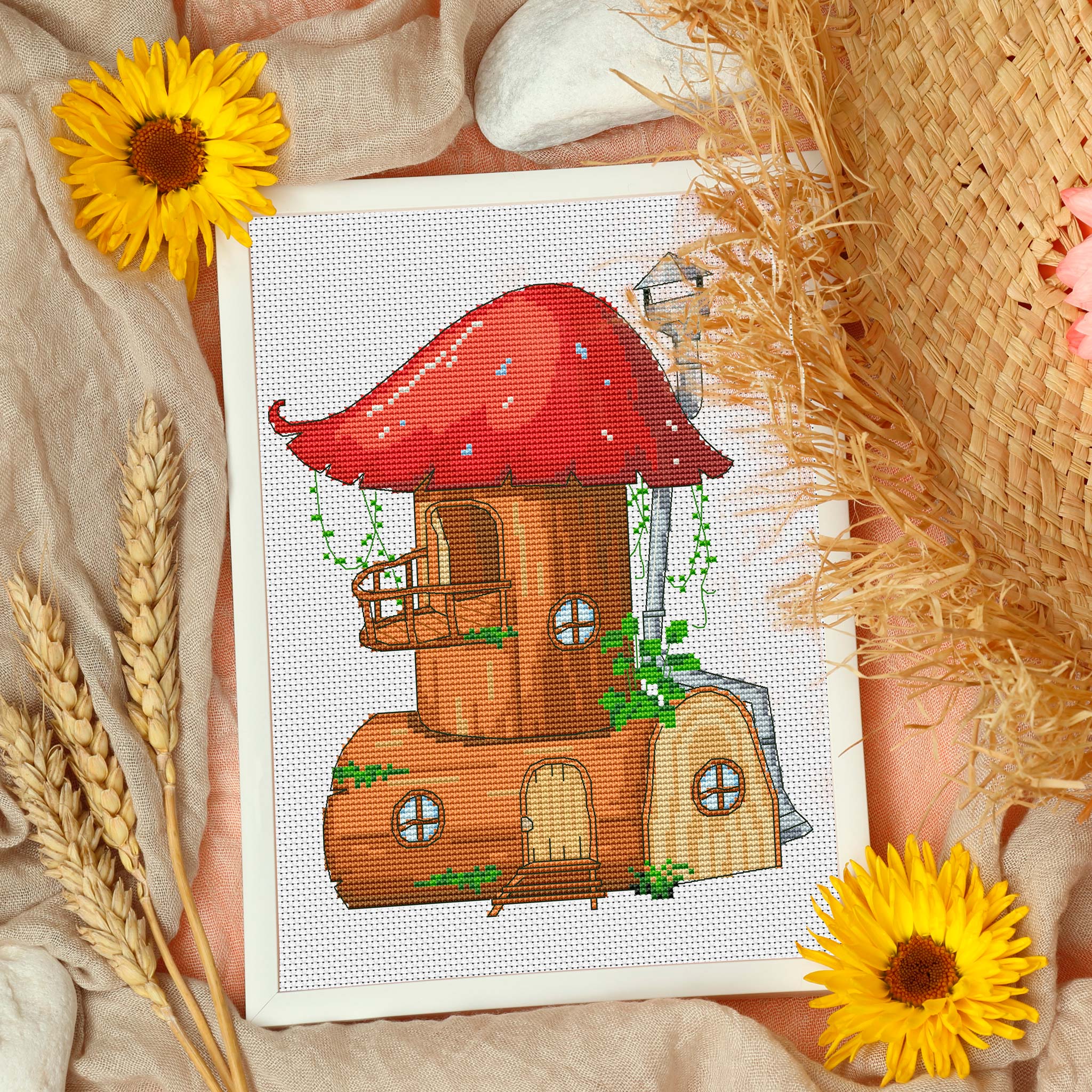 Stump house, Gnome house, Cross stitch pattern, Sprite house | Inspire ...