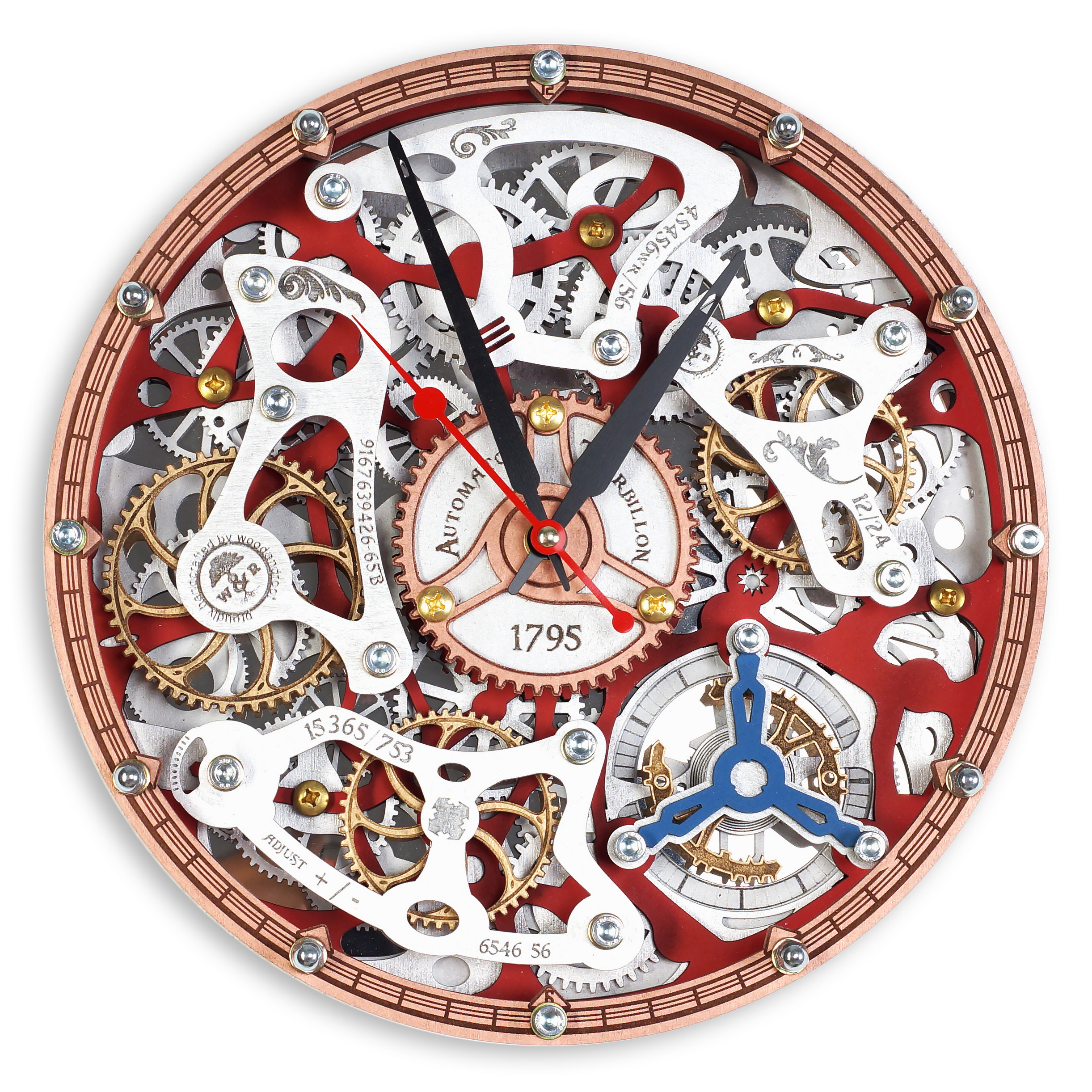 Automaton Tourbillon Moving Gears Red Chrome Wall Clock, Ste - Inspire ...