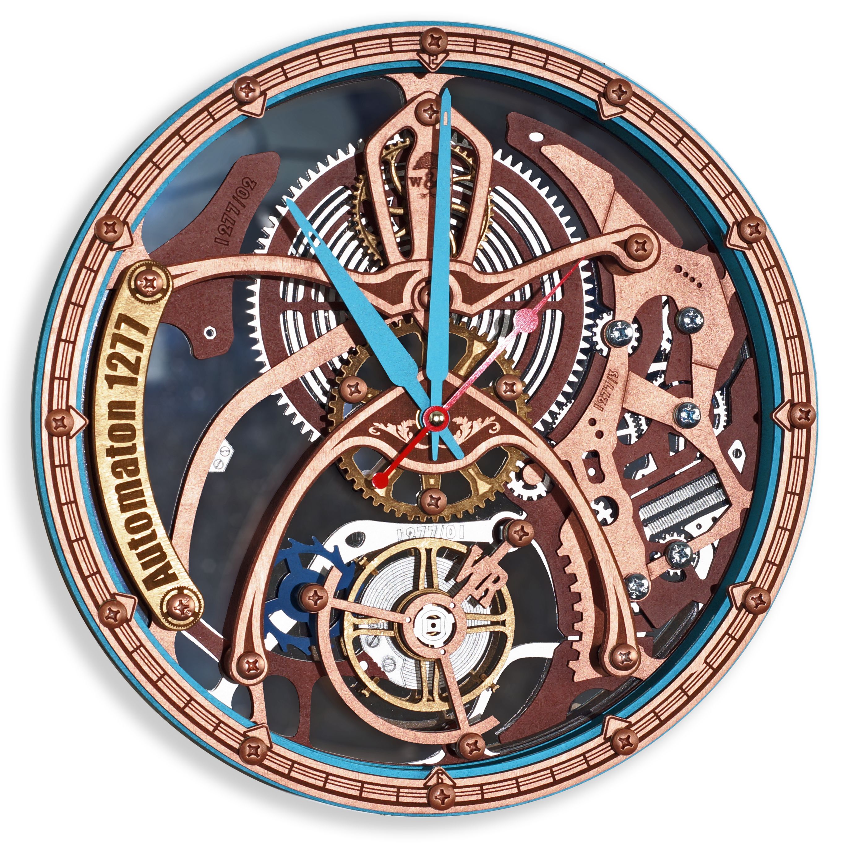 Automaton Moving Gears Wall Clock 1277 Copper and Turquoise - Inspire ...