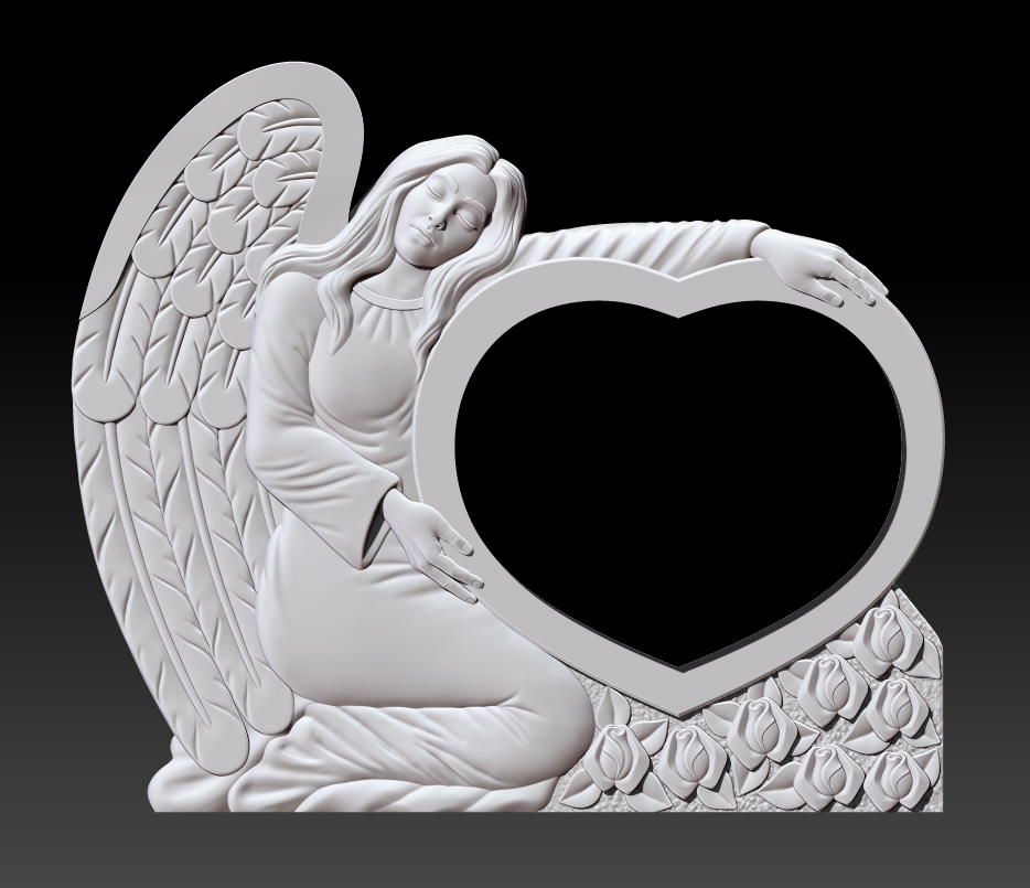 3D STL Model for CNC file Angel with heart | Inspire Uplift