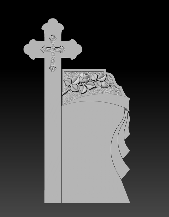 3D STL Model for CNC file Cross with roses - Inspire Uplift