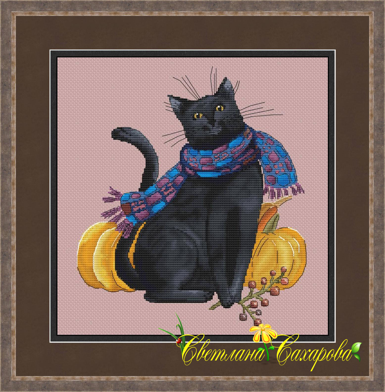 scheme for embroidery the November cat | Inspire Uplift