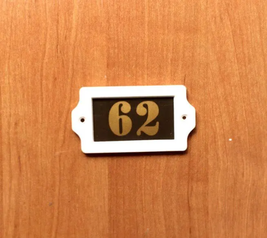 Plastic apartment door number sign 62 address plate vintage | Inspire ...