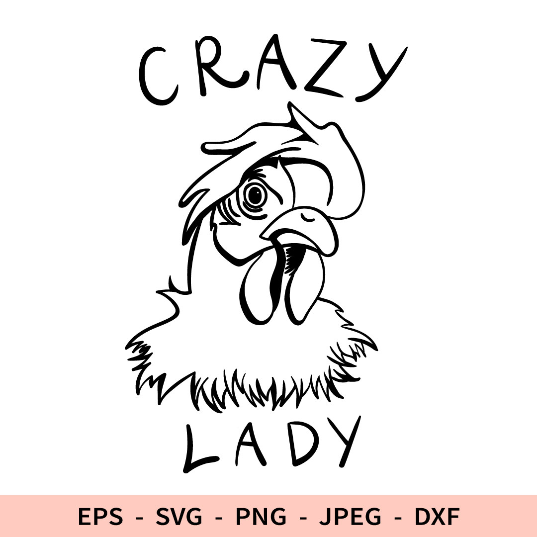 Chicken Svg Farm Animal Dxf File for Cricut Outline Crazy La | Inspire ...